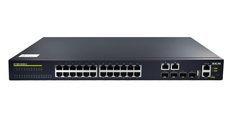 DCN Enterprise WiFi kontroler DCWS-6028-C, 26 x Gigabit (24xUTP+2xCombo SFP/UTP) + 2 x 10GBase-X (SFP+), 16 licenci (max. do 256), do 10000 klijenata, CAPWAP protocol, full-L3 ruter, WiFi IDS/IPS
