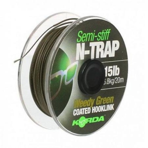 Korda N-Trap Semi-Stiff Hooklink 20lb 20m Weedy Green (KNT05)