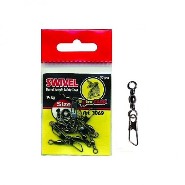 Virbla sa kopcom 81-3069 Extra carp Barrel swivel safety snap vel 10