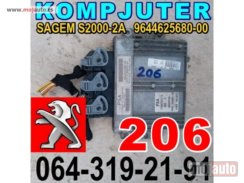 KOMPJUTER Sagem S2000-2A Pežo 206 1,4i Peugeot 9644625680-00