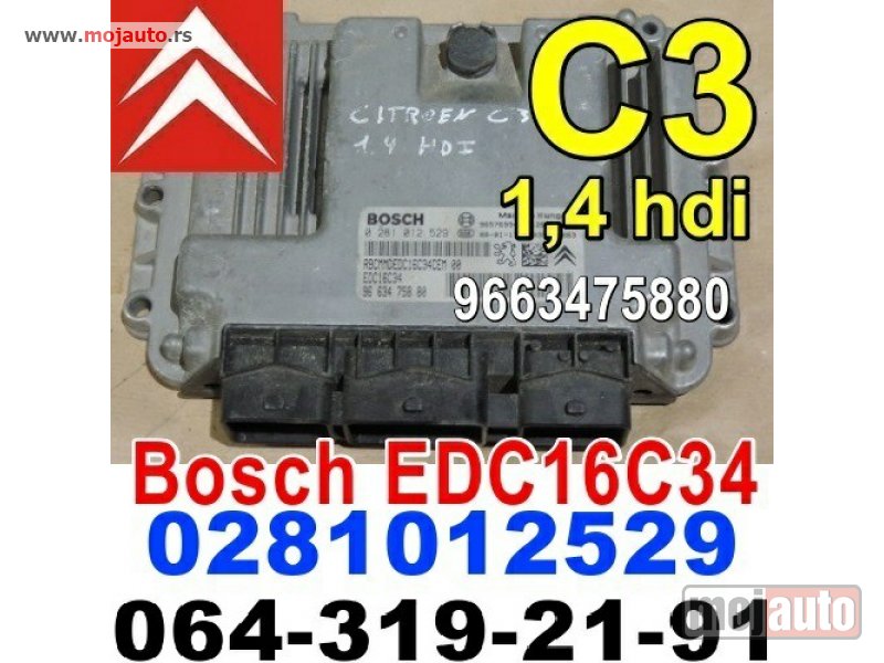 KOMPJUTER Bosch EDC16C34 Citroen C3 1,4 hdi 0 281 012 529