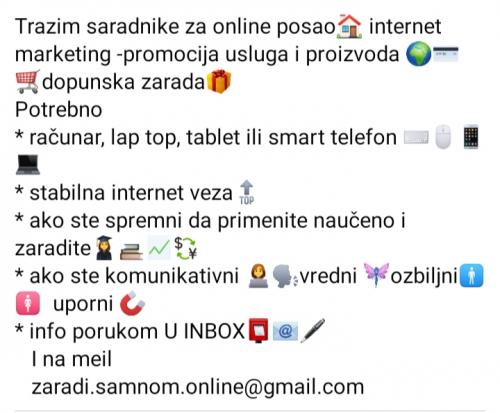 Potrebni online saradnici za rad od kuce