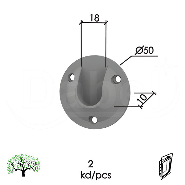 Nosač šipke NS1 Siva 18/10/fi50mm (2kom) DBP1