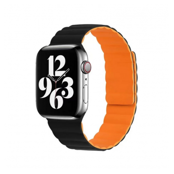 Silikonska narukvica za Apple Watch sa magnetom crno narandzasta 42/ 44/ 45/ 49 mm