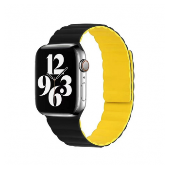 Silikonska narukvica za Apple Watch sa magnetom crno zuta 38/ 40/ 41mm