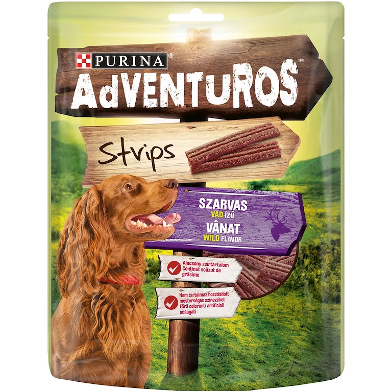 Adventuros Dog Strips Divlji Jelen 90g