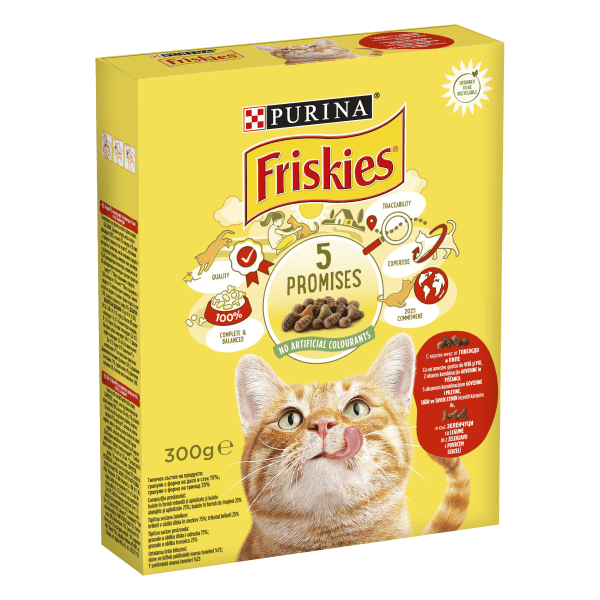 FRISKIES Cat Adult Meso, Piletina&Povrće 0.3 KG