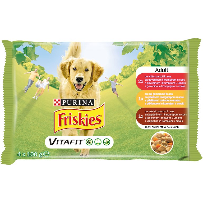 Friskies Dog Adult Sos Govedina, Piletina&Jagnjetina u sosu 4x100g