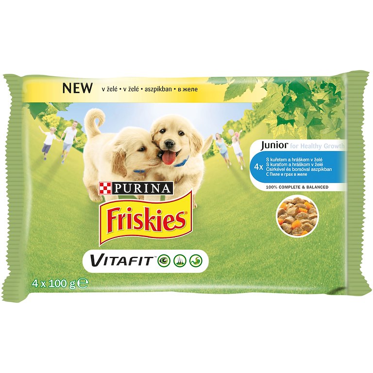 Friskies Dog Junior Žele Piletina&Grašak 4x100g