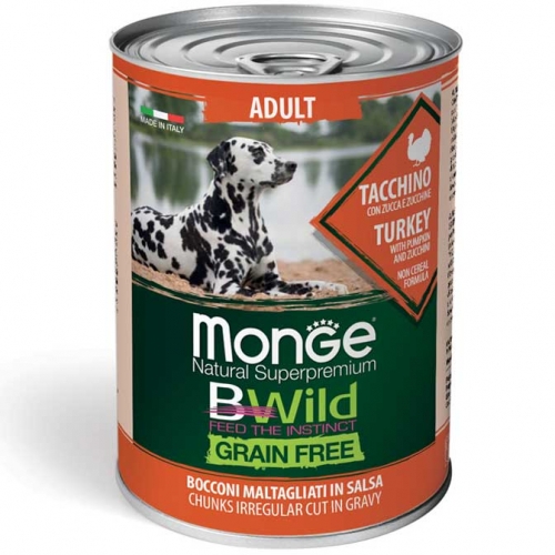 Monge Dog Adult konzerva BWild turkey 400g