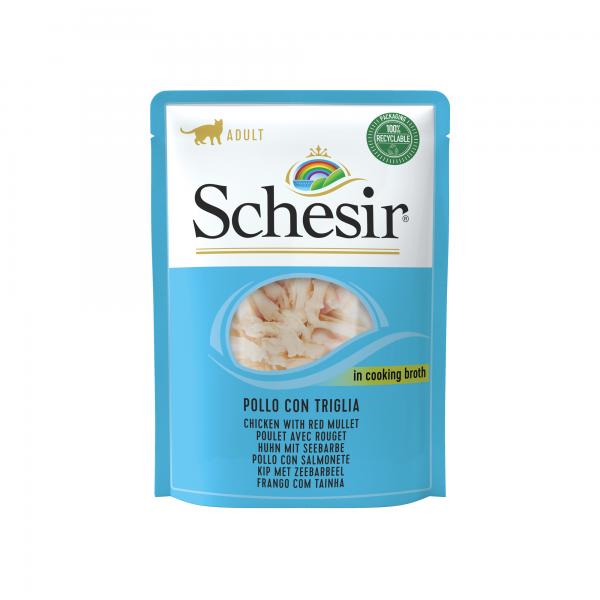 Schesir Cat Adult preliv brodet pile&pastrmka 70g