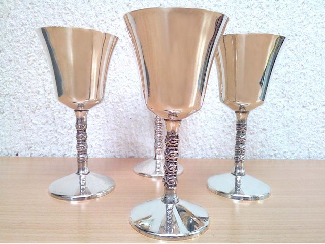 Luxuzne 4 Posrebrne čaše za Vino