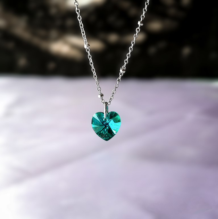 Blue Zircon Kristal srce ogrlica