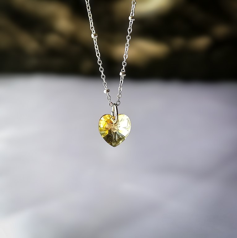 Golden Shadow Kristal srce ogrlica