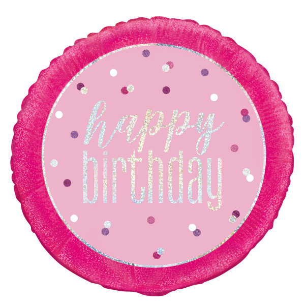 83366U
18″ Foil Happy Birthday Pink & Silver