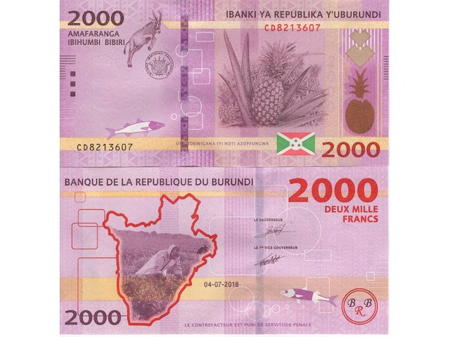 BURUNDI 2000 Francs 2018 UNC, P-52