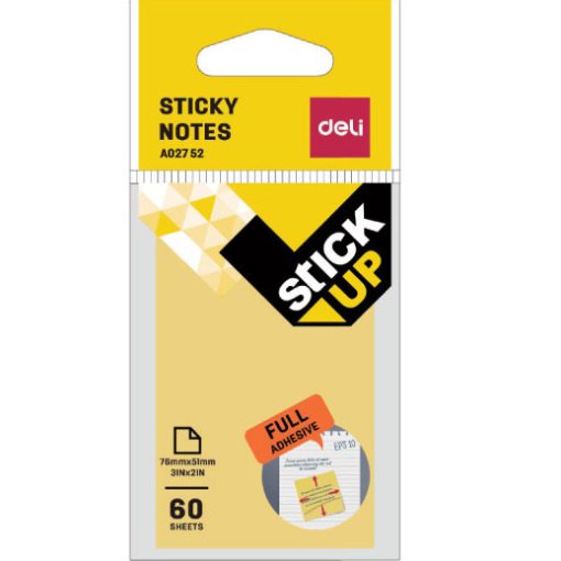 STICKY NOTES A02752 lepljivi čitavom površinom 76x51mm ŽUTI, DELI