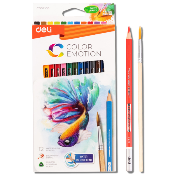 Drvene bojice Aquarel 1/12 Color Emotion EC00700, DELI