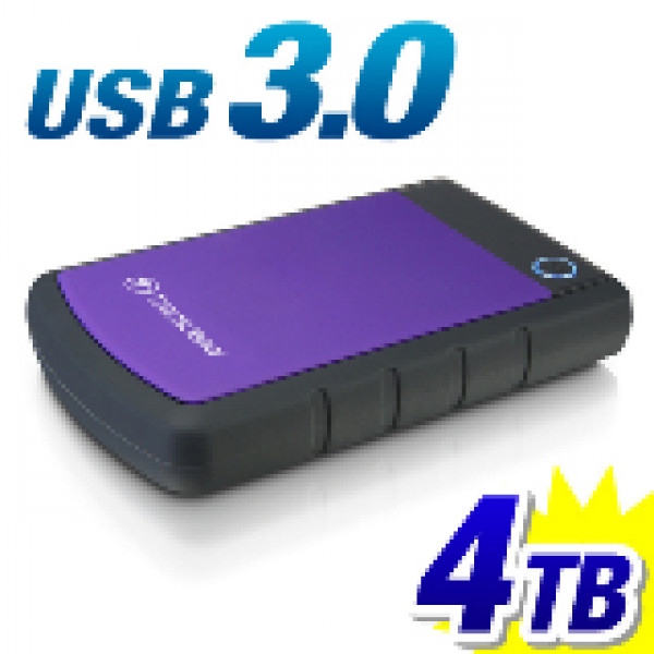 Transcend External HDD 4 TB, H3P, USB3.0, 2.5'', Anti-shock system, Backup software, 308 gr, Black/Purple