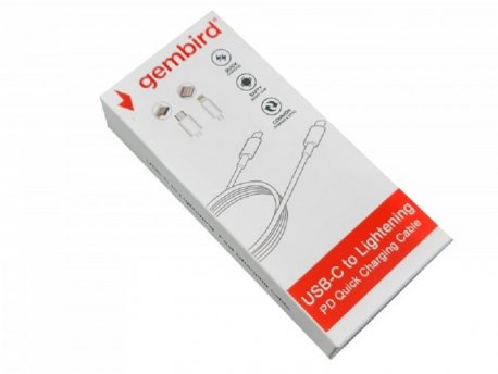 GEMBIRD CCP-AMCM-LIGHT-1.8M USB 2.0 Type-C to iPhone Lightening 8-pin cable, QC3.0, 1.8m WHITE 271