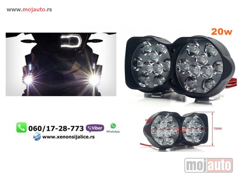 UNIVERZALNI LED FAR ZA MOTORE 20W LED MOTO FAR 14CM X 7CM