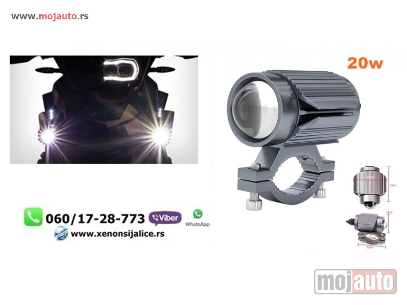 UNIVERZALNI LED FAR ZA MOTORE 20W LED MOTO FAR 5,5CM X 5,2CM