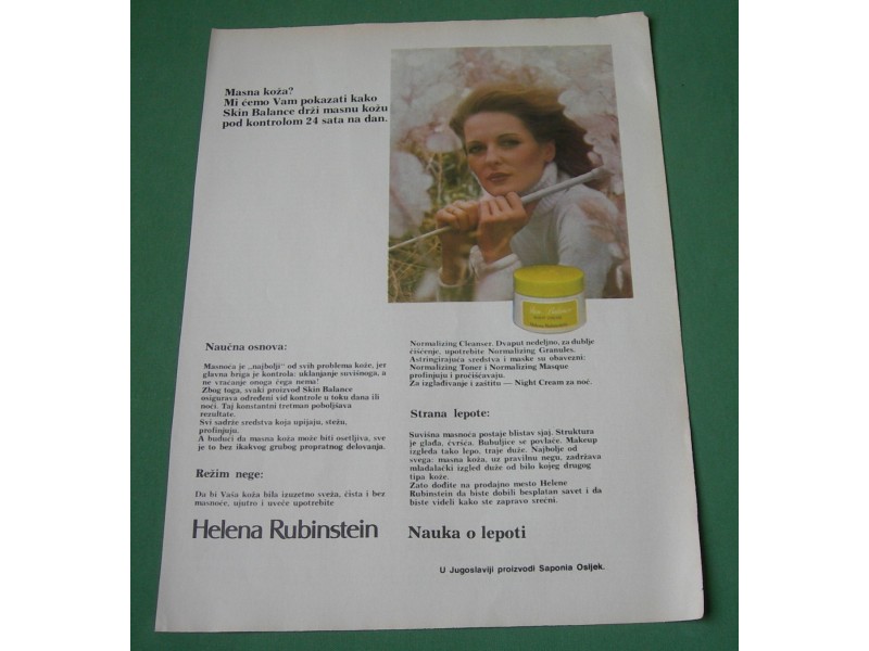 Stara novinska reklama Helena Rubinstein, Saponia