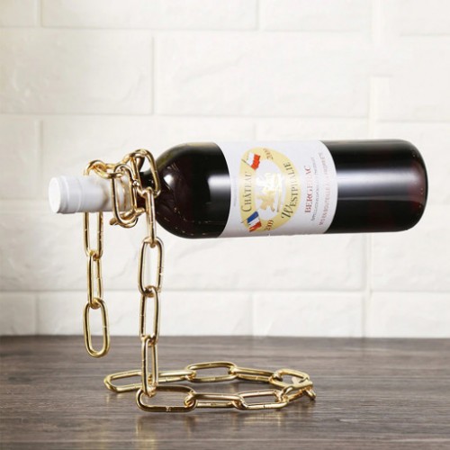 Stalak za vino zlatni u obliku lanca
