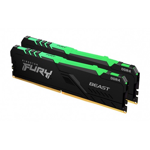 Kingston 16GB (2x8GB) DDR4 3200MT/s CL16 FURY Beast Black RGB memorija | KF432C16BBAK2/16