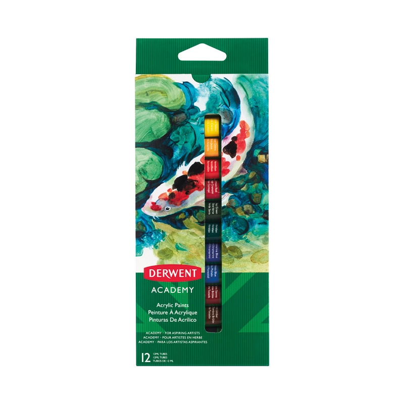 Boja akrilna 12ml 12boja Academy Derwent 2302401 blister