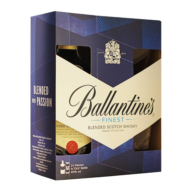 Ballantine's whisky-viski 0,7l + 2 čaše