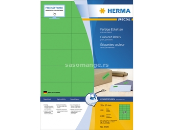 Etikete 70X37 A4/24 1/100 zelena Herma