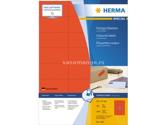 Etikete 70X37 A4/24 1/100 crvena Herma