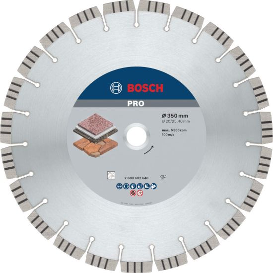 Bosch PRO Stone dijamantska rezna ploča 350x3.2x20x25.4 mm segmenti 15 mm (2608602648)