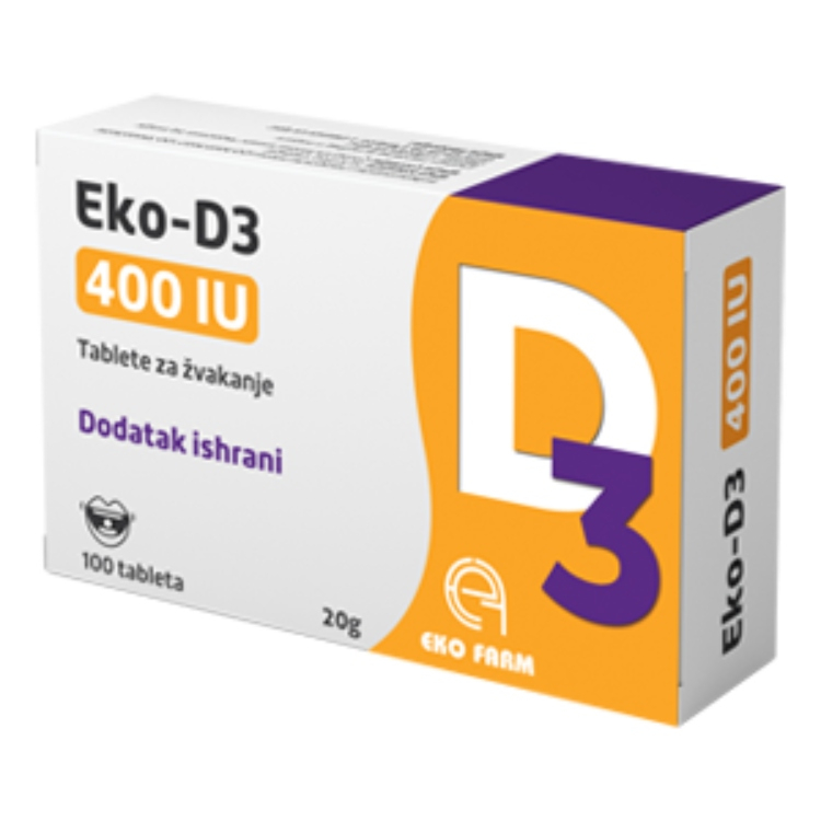 Eko D3 400 IU 100 tableta za žvakanje