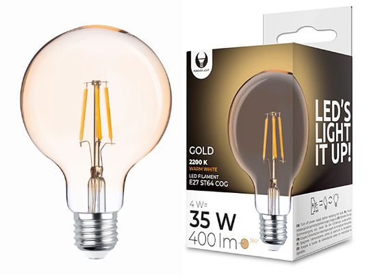 Forever LED filament sijalica, G95, 4W, E27, 2200K, COG