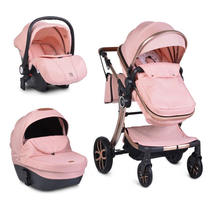 Kolica za bebe Polly Pink set 3 u 1