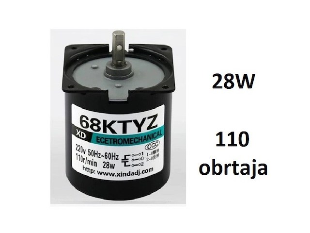 Elektromotor sa reduktorom  - 220V - 110 obrtaja - 28W