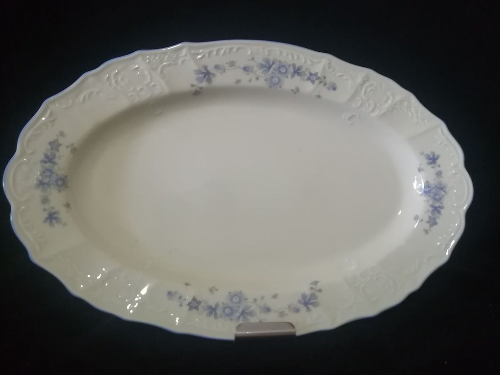 OVAL 39CM IVORY BERNADOTTE BELA-PLAVI CVETOVI SA PLAVOM LIN. P2750918JQZ2308051