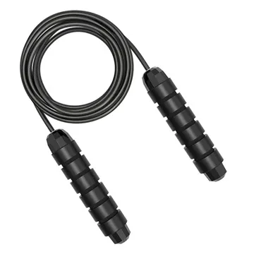 ADJUSTABLE NON-SLIP FITNESS SKIPPING ROPE - BLACK