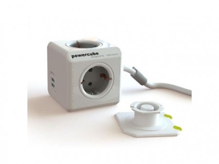 Powercube produžni 4xŠuko+2USB-5V2.1A,1.5m, siva