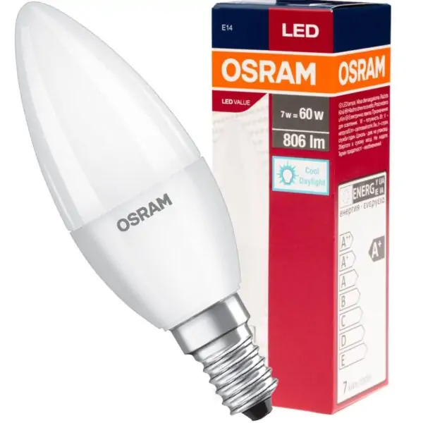 OSRAM C37 E14 7.5W (60W) 6.5K