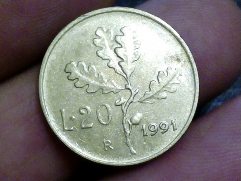 Italija, 20 lira 1991