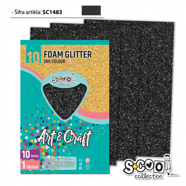 Art&Craft Eva foam glitter A4 SC1483 black