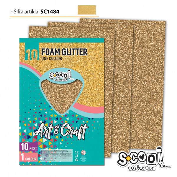 Art&Craft Eva foam glitter A4 SC1484 gold
