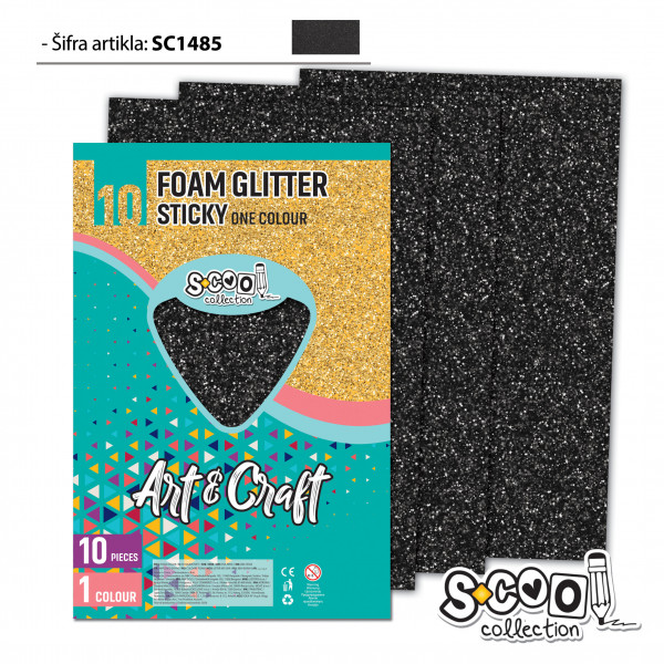 Art&Craft Eva foam glitter sticky A4 SC1485 black