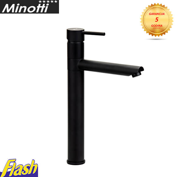 Jednoručna slavina za lavabo – visoka – Minotti TUBO (crna) – 6119B