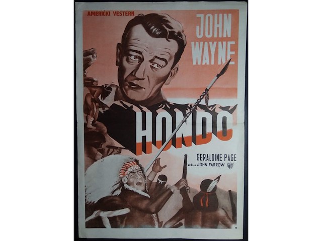 HONDO (1953) Džon Vejn 48 x 35 cm FILMSKI PLAKAT