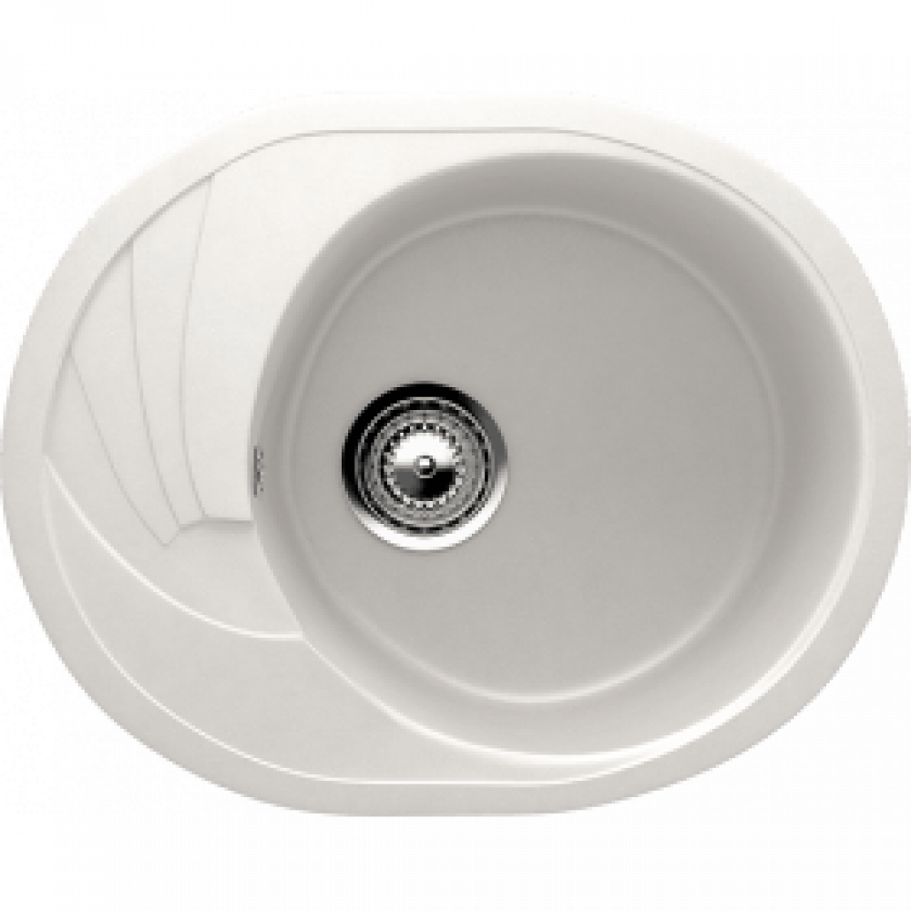 ULGRAN Granitna sudopera sa sifonom elipsa U-403 341 mlečno bela