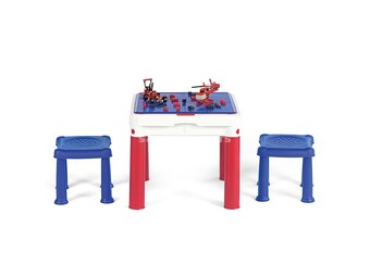 Sto Dečiji Constructable Sa Dve Stolice Set Crvena/Plava/Bela